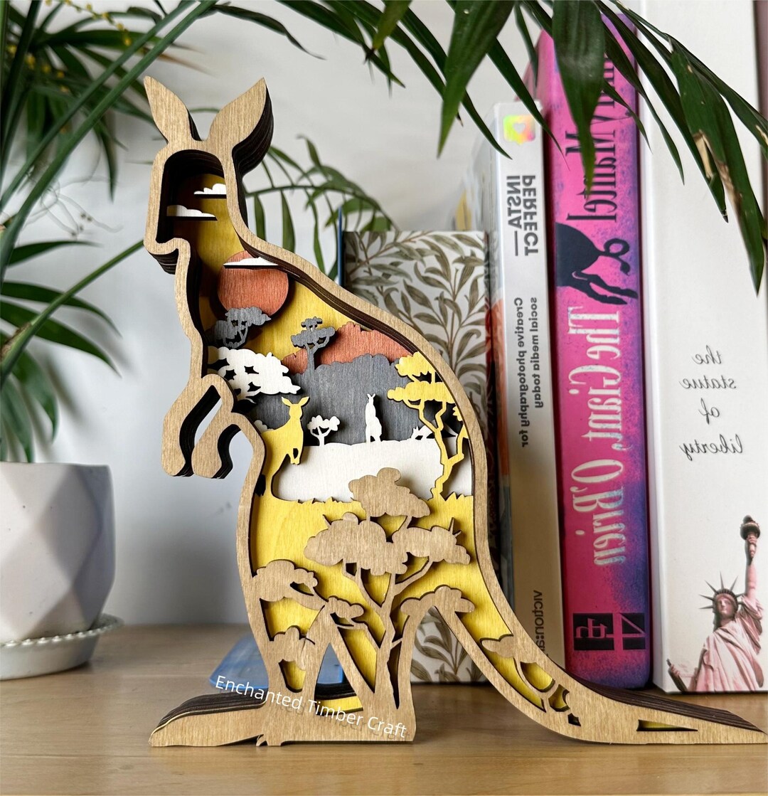 Personalized Wooden Kangaroo Ornament: 3D Carved Home Decor - Etsy