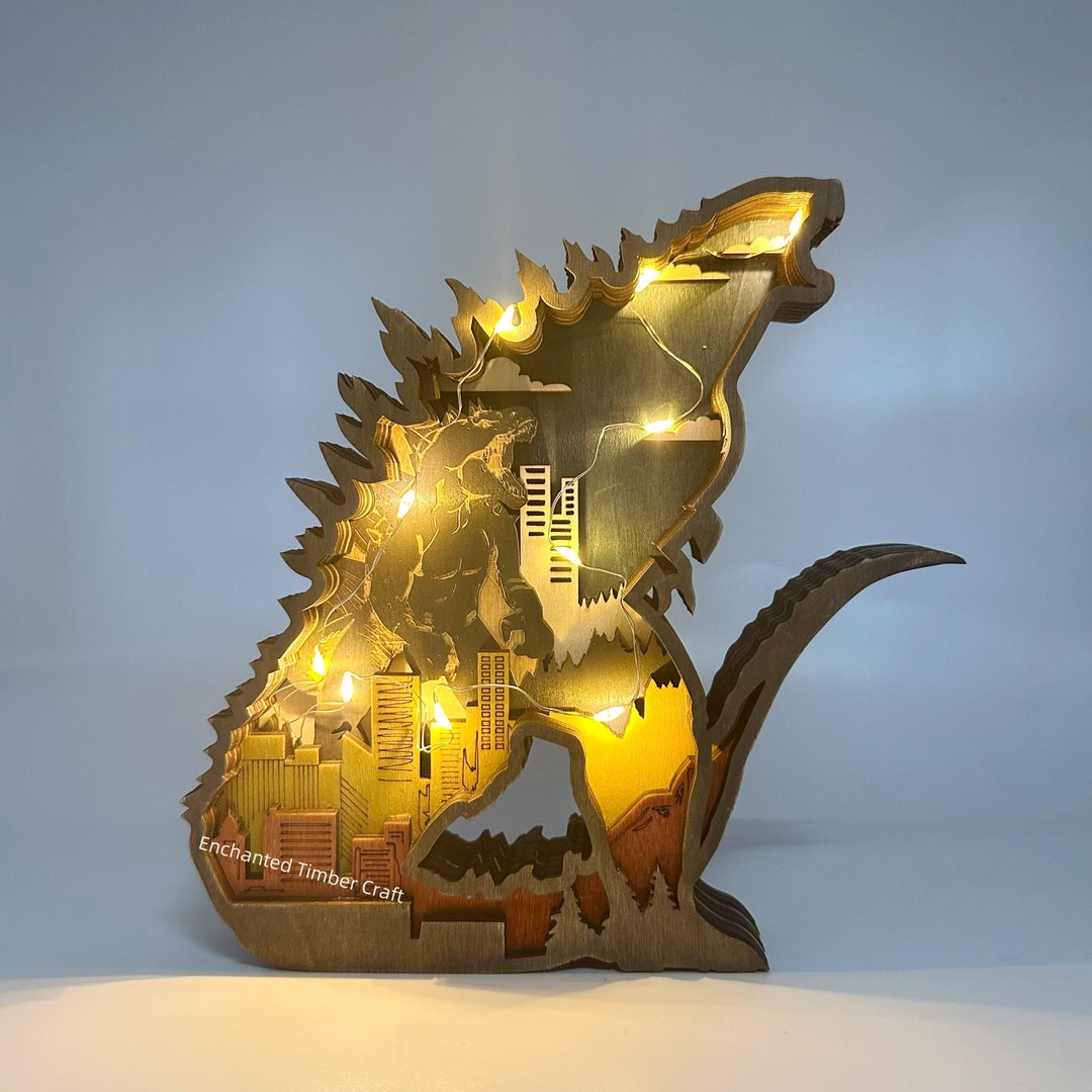 Custom 3D Godzilla Wood Carving | Multi-layer Hollow Art Piece ...