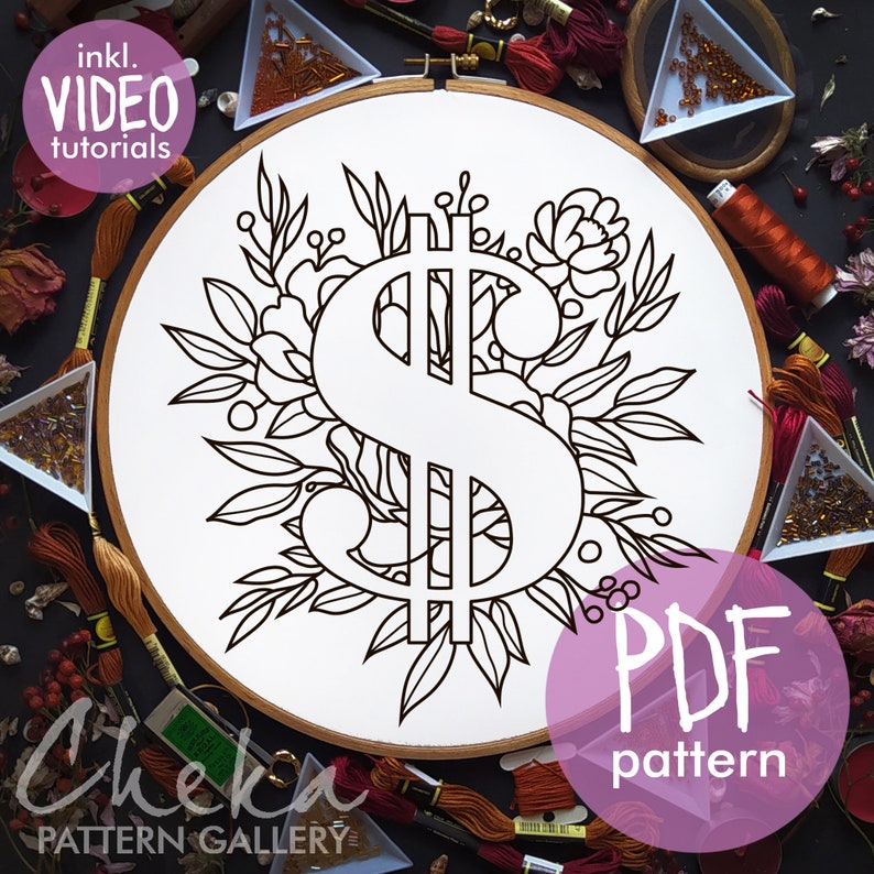 Dollar Symbol, Hand Embroidery Pattern in the Form of a Dollar,letter ...