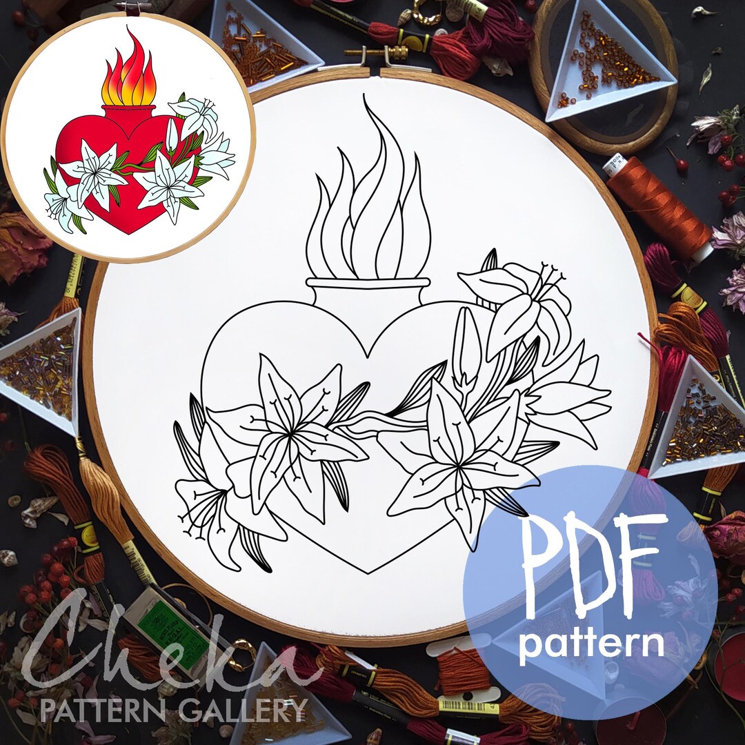 Chaste Heart of Saint Joseph Pattern, Chaste Heart, Catholic Symbols ...