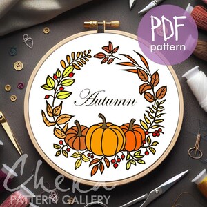 Autumn Leaves Hand Embroidery Pattern, Autumn Embroidery Pattern, Fall ...
