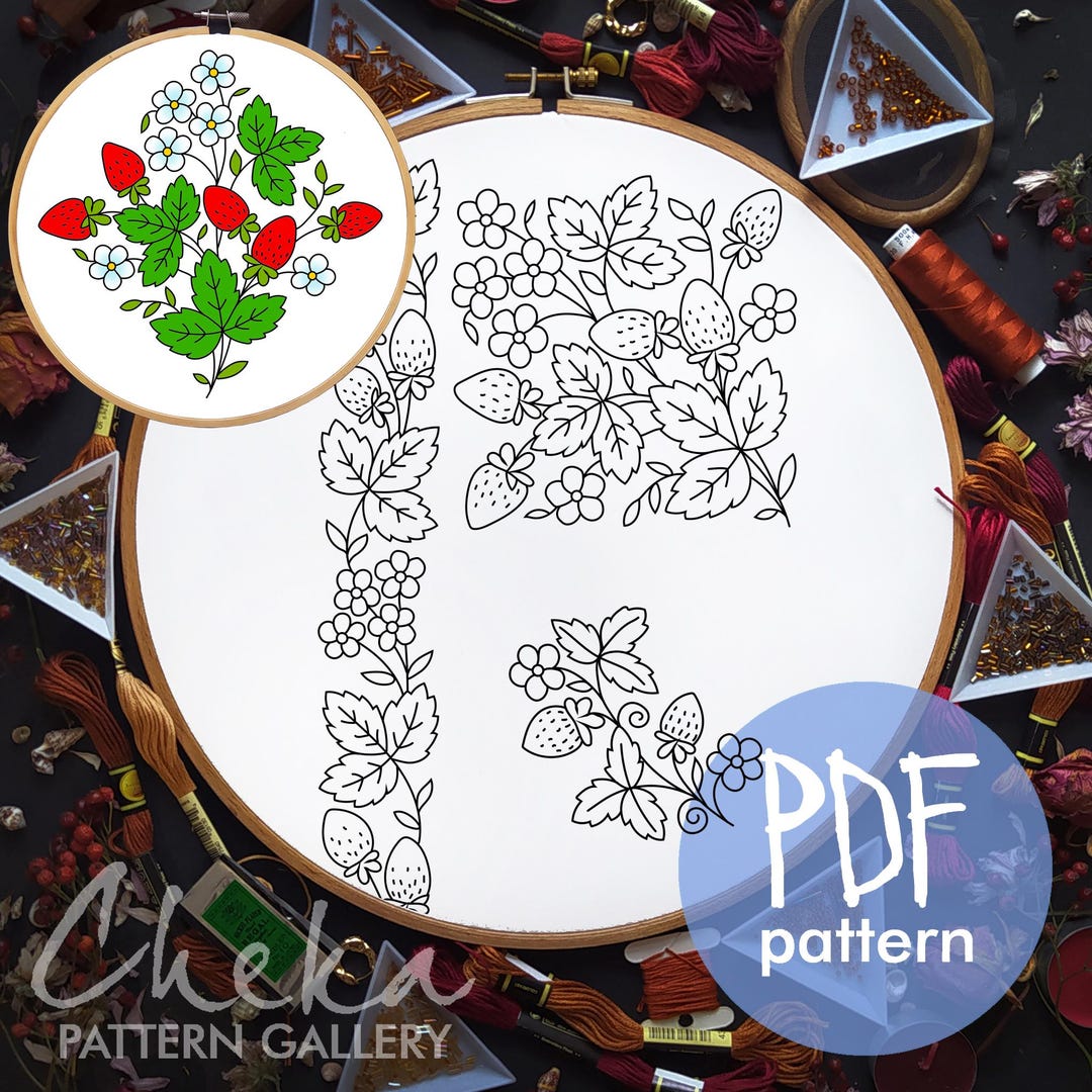 Strawberry Pattern for Embroidery of Napkins. Beautiful Classic French ...