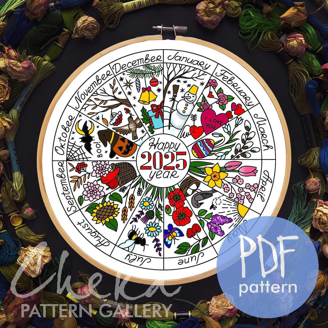 Phenology Wheel Pattern, Calendar to Embroider the Seasons, Year, Month ...