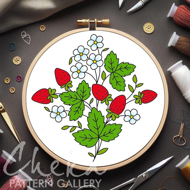 Strawberry Pattern for Embroidery of Napkins. Beautiful Classic French ...