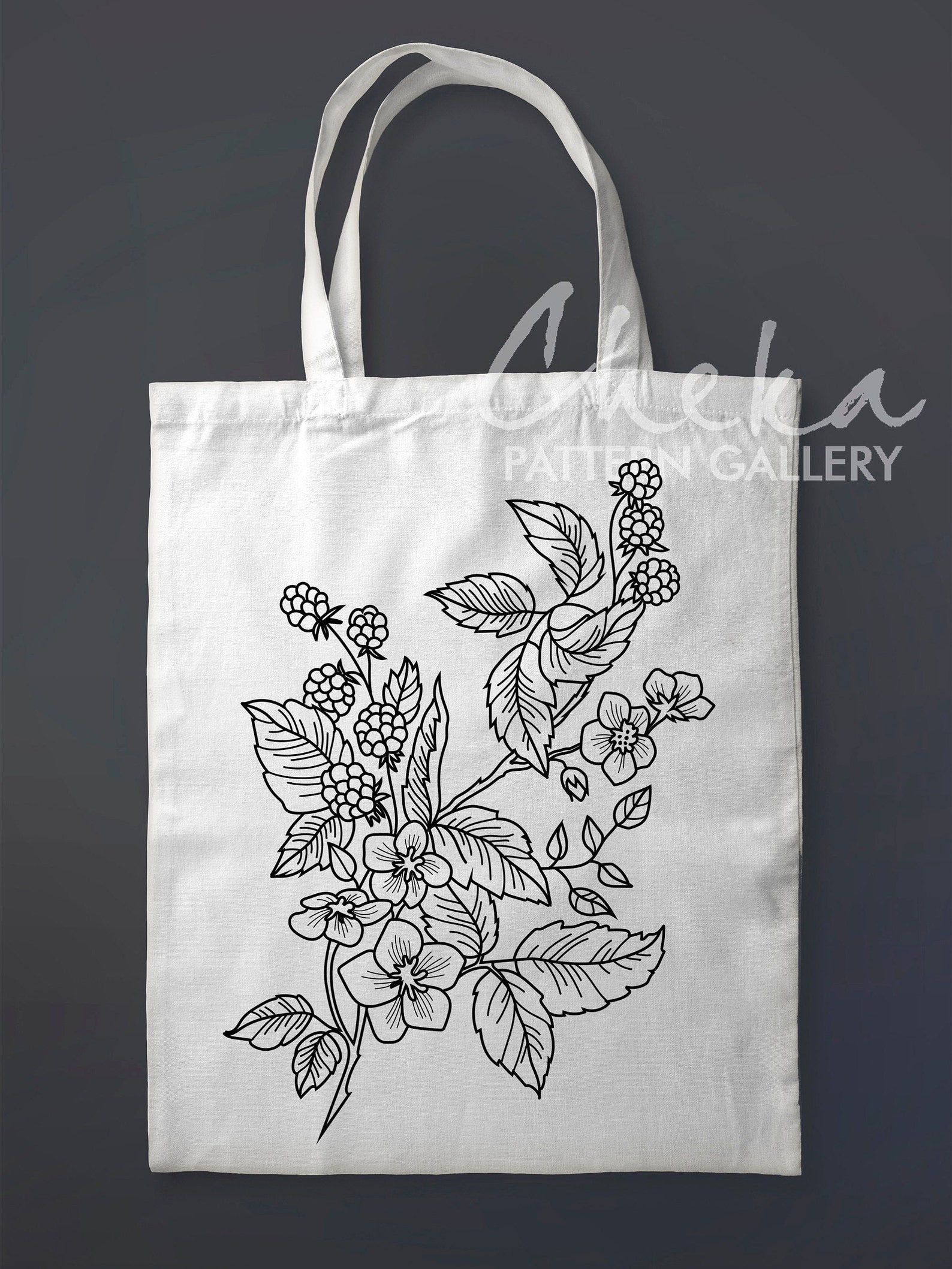 Blackberry Pattern for Hand Embroidery Pdf, Branch of Forest Blackberry ...