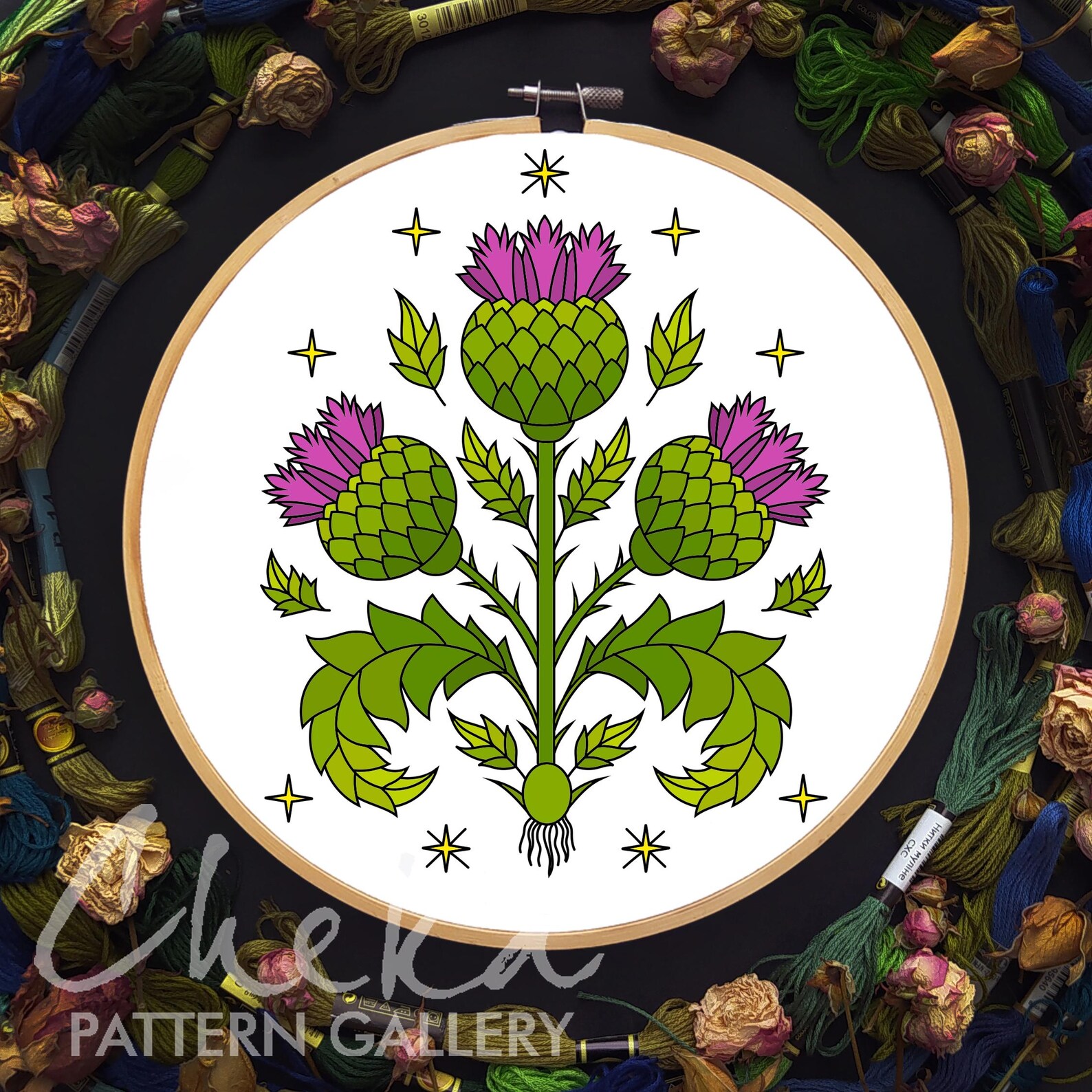 Thistle Flower, Hand Embroidery Pattern PDF. Traditional Scottish Crest. Decorative Thistle ...