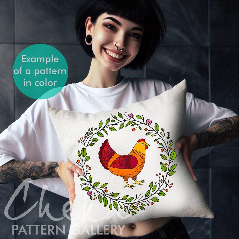 The Hen, Hand Embroidery Pattern. Cute Hen Hand Embroidery Pattern ...