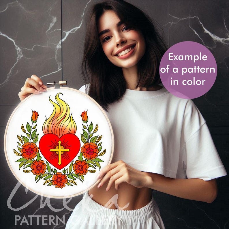 Sacred Heart of Jesus Pattern, Catholic Religious Symbol, Instant ...