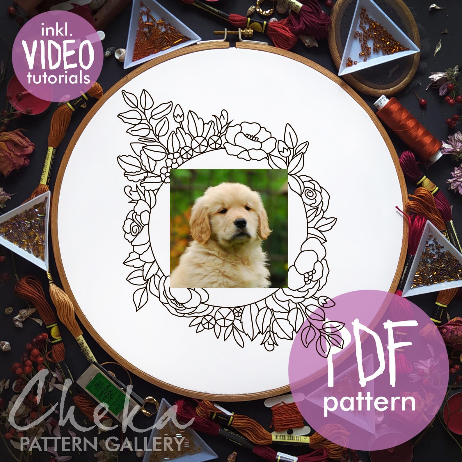 Floral Photo Frame Embroidery Patterns, Set of 8 (PDF Pattern) - Etsy