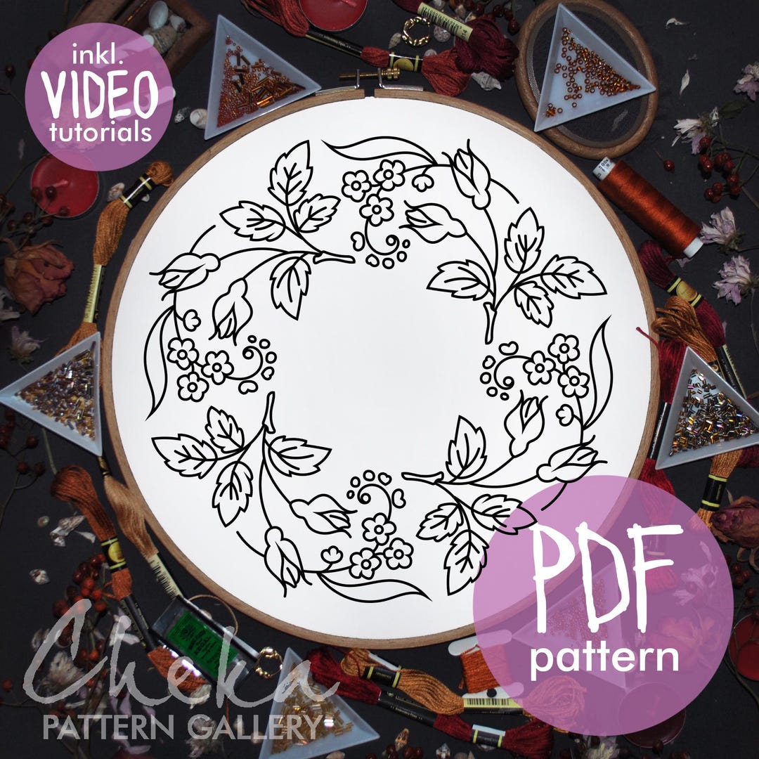 Vintage Rose Embroidery Pattern, Embroidery Pattern With Roses and ...