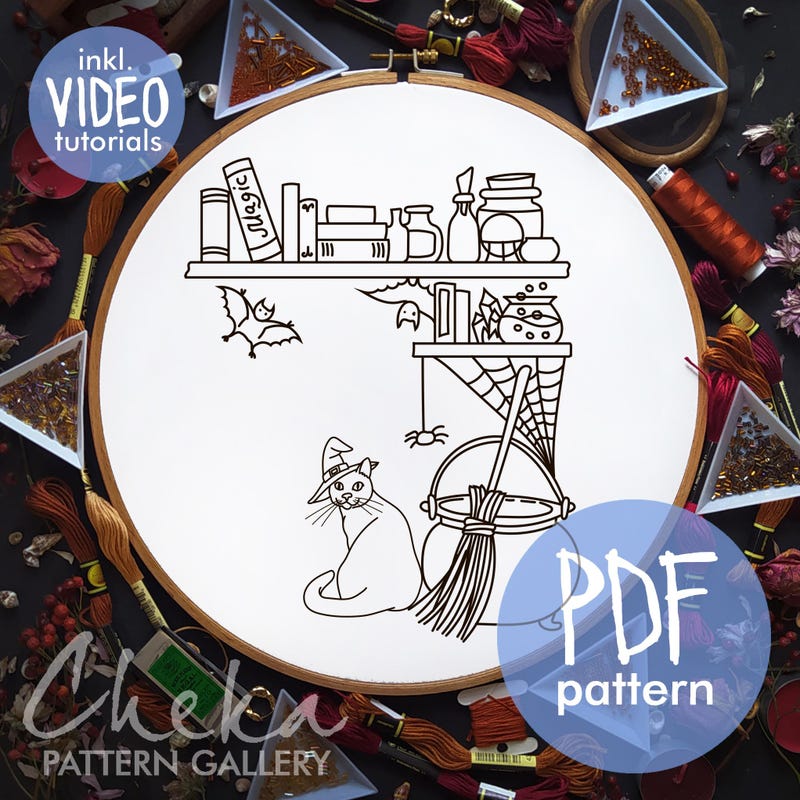 Witch Embroidery Pattern - Etsy