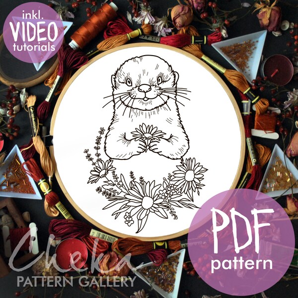 Otter Embroidery - Etsy