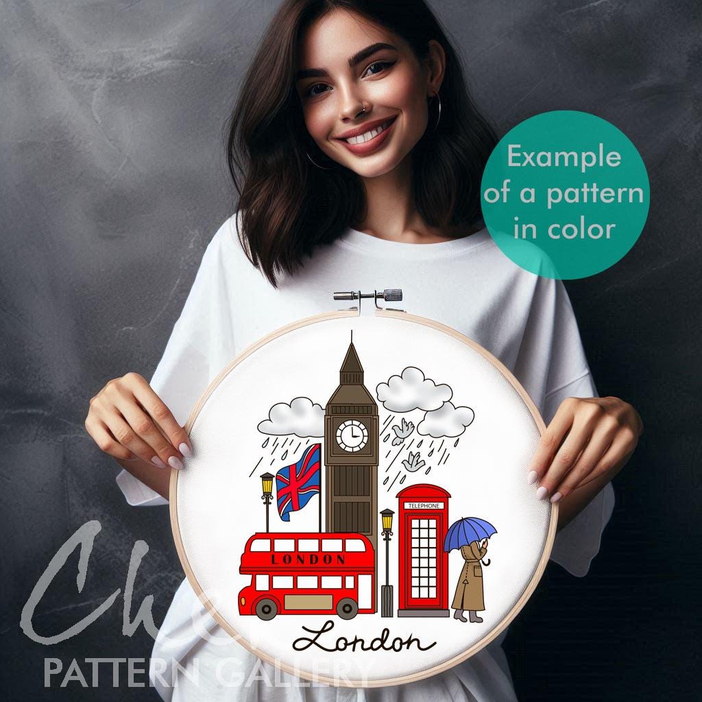 London Embroidery Pattern, Big Ben Template, Hand Embroidery Pattern ...