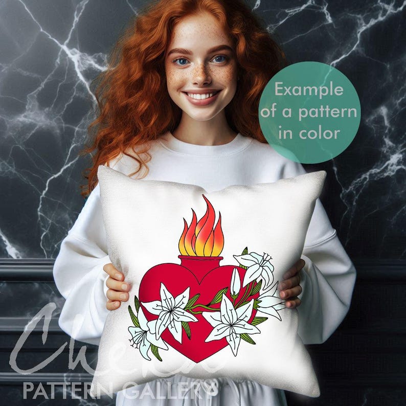 Holy Family Hearts Embroidery Pattern, Catholic Symbols (digital ...