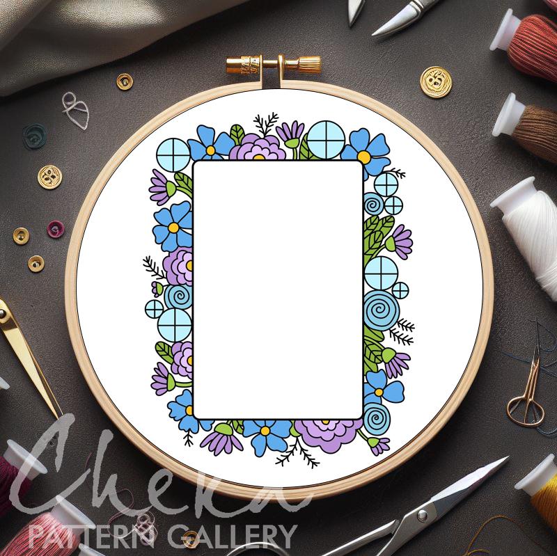 Photo Frame, Hand Embroidery Pattern With Summer Flowers, Handmade ...