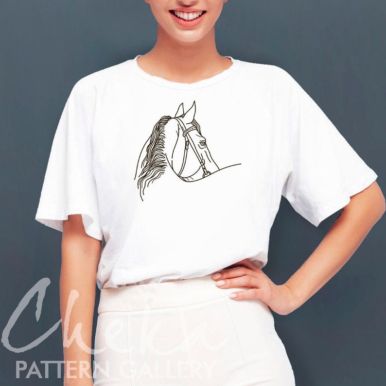 Horse, Hand Embroidery Pattern. Cute Horse Portrait. Horse Embroidery ...