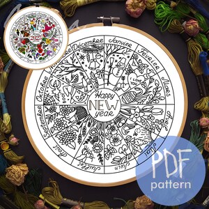 Wheel of the Year, Calendar to Embroider, Phenology Wheel Pattern ...