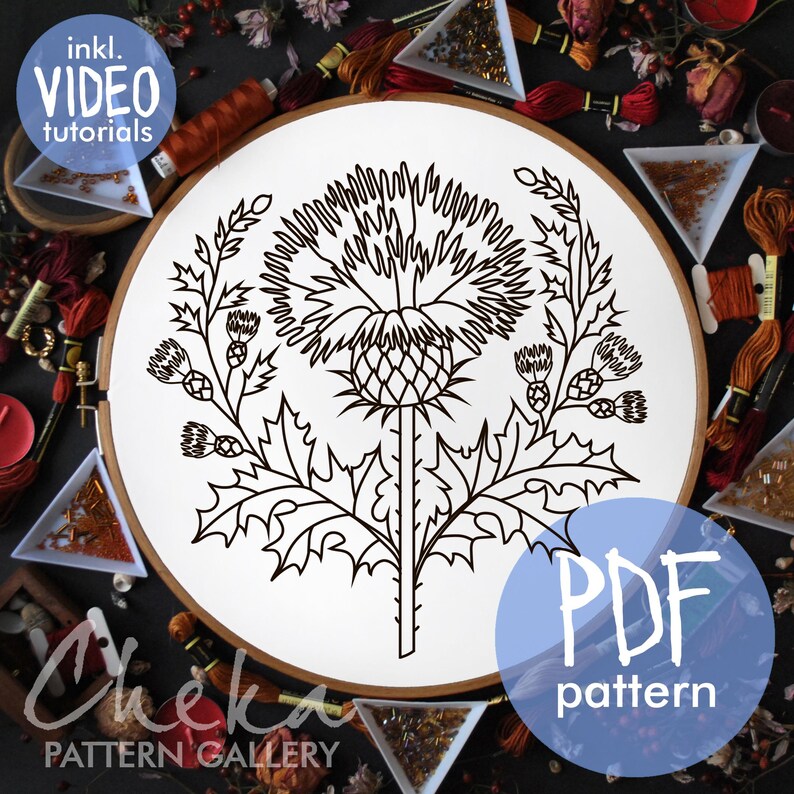 Thistle Embroidery Designs, Scottish Crest, Floral Hoop Art (set of 8 ...