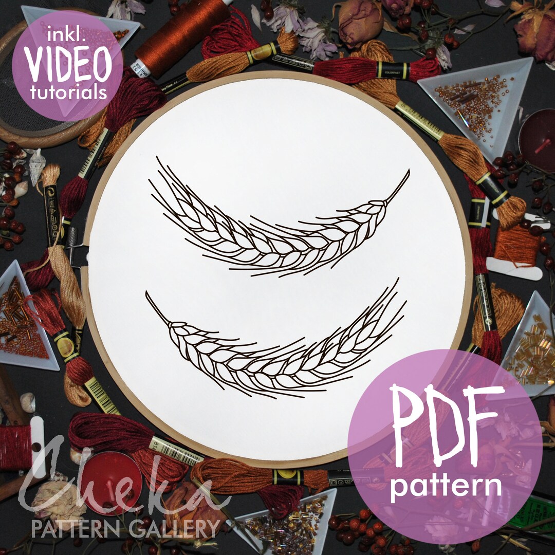 Wheat Pattern, PDF Hand Embroidery Pattern, Wheat Ears Embroidery ...