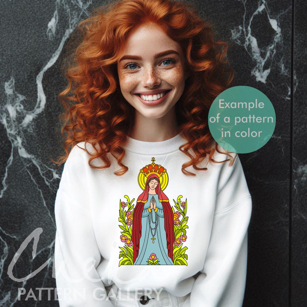 Virgin Mary Hand Embroidery Pattern, Christian Catholic Art (digital ...