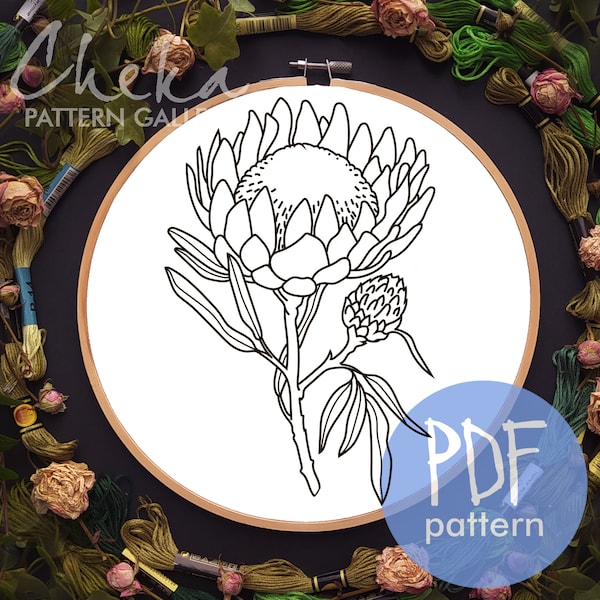 Protea Embroidery - Etsy