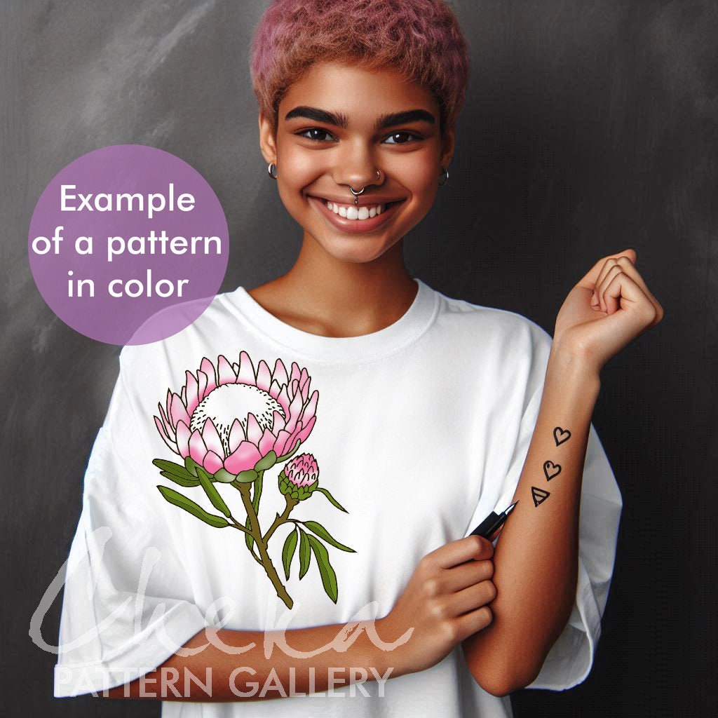 Protea Embroidery Bundle, Set of 4 Floral Hand Embroidery Patterns ...