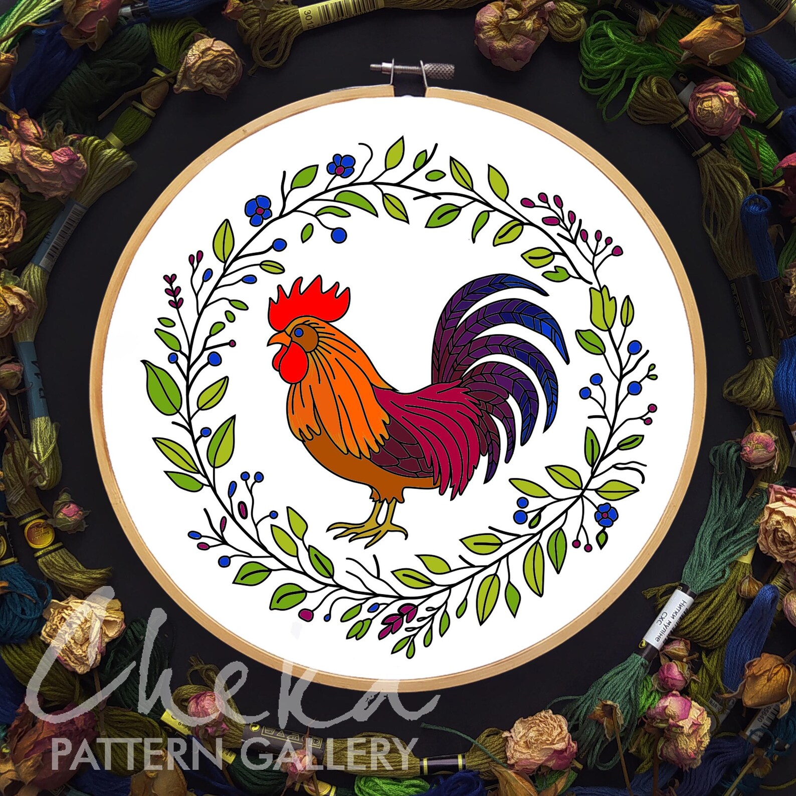 Colorful Rooster Hand Embroidery Pattern, French Symbol (PDF Pattern ...