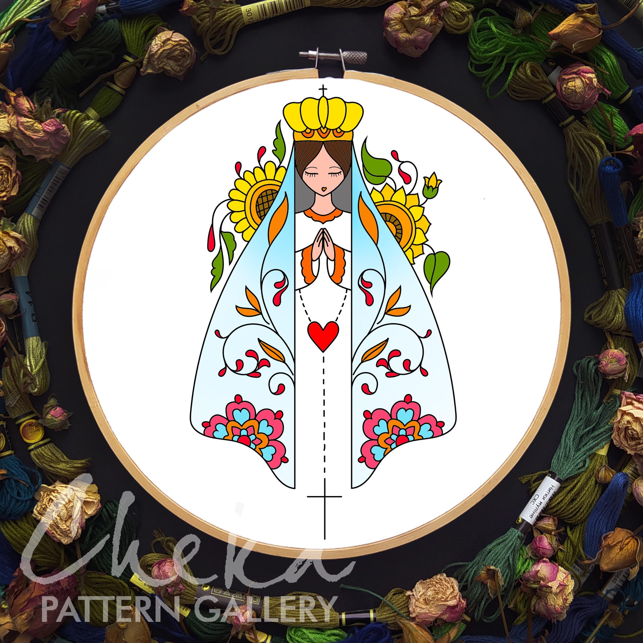 Virgin Mary Hand Embroidery Pattern, Christian Religious Art (PDF ...