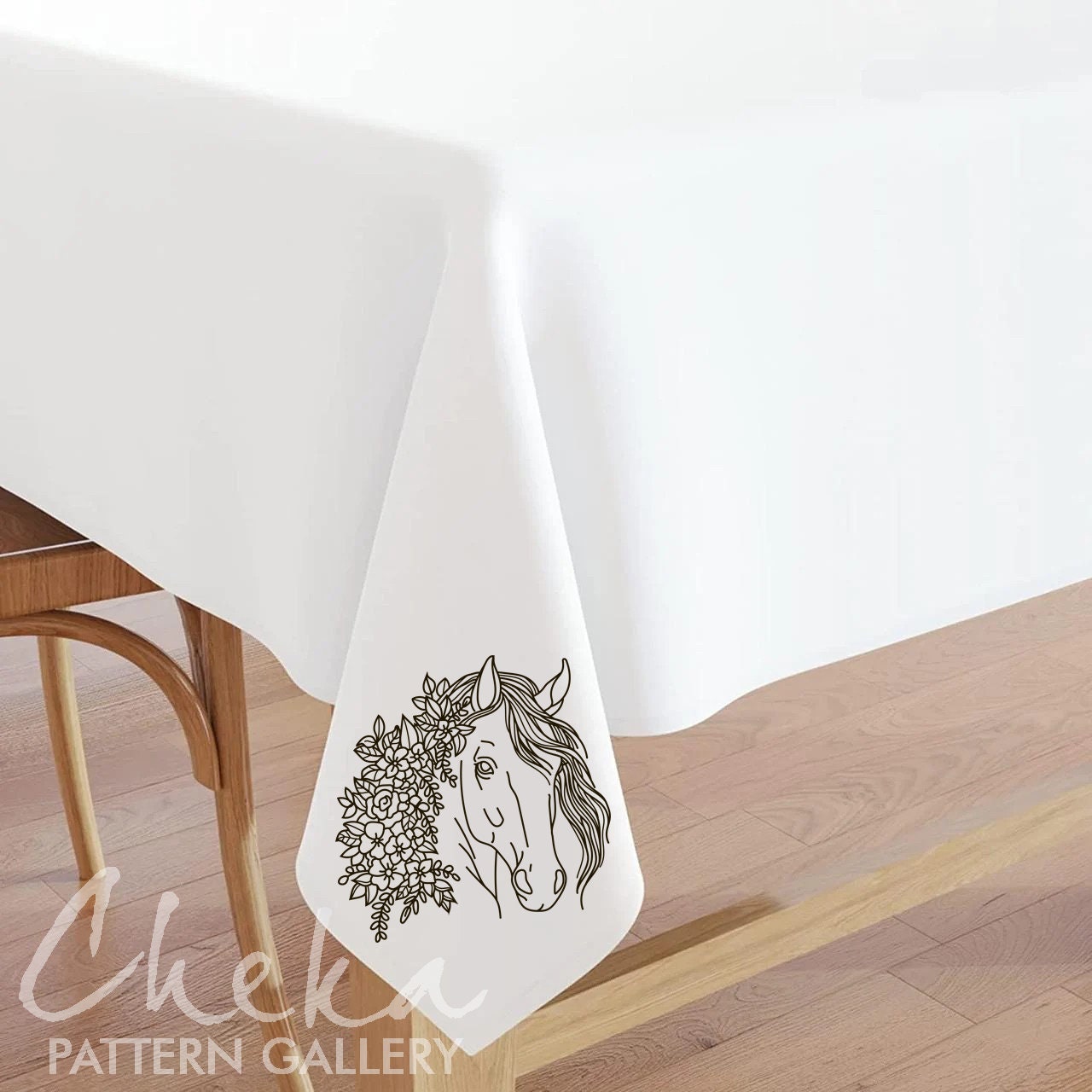 Horse With Flowers, Hand Embroidery Pattern. Horse Embroidery Template ...