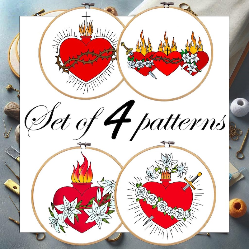 Sacred Heart Pattern - Etsy