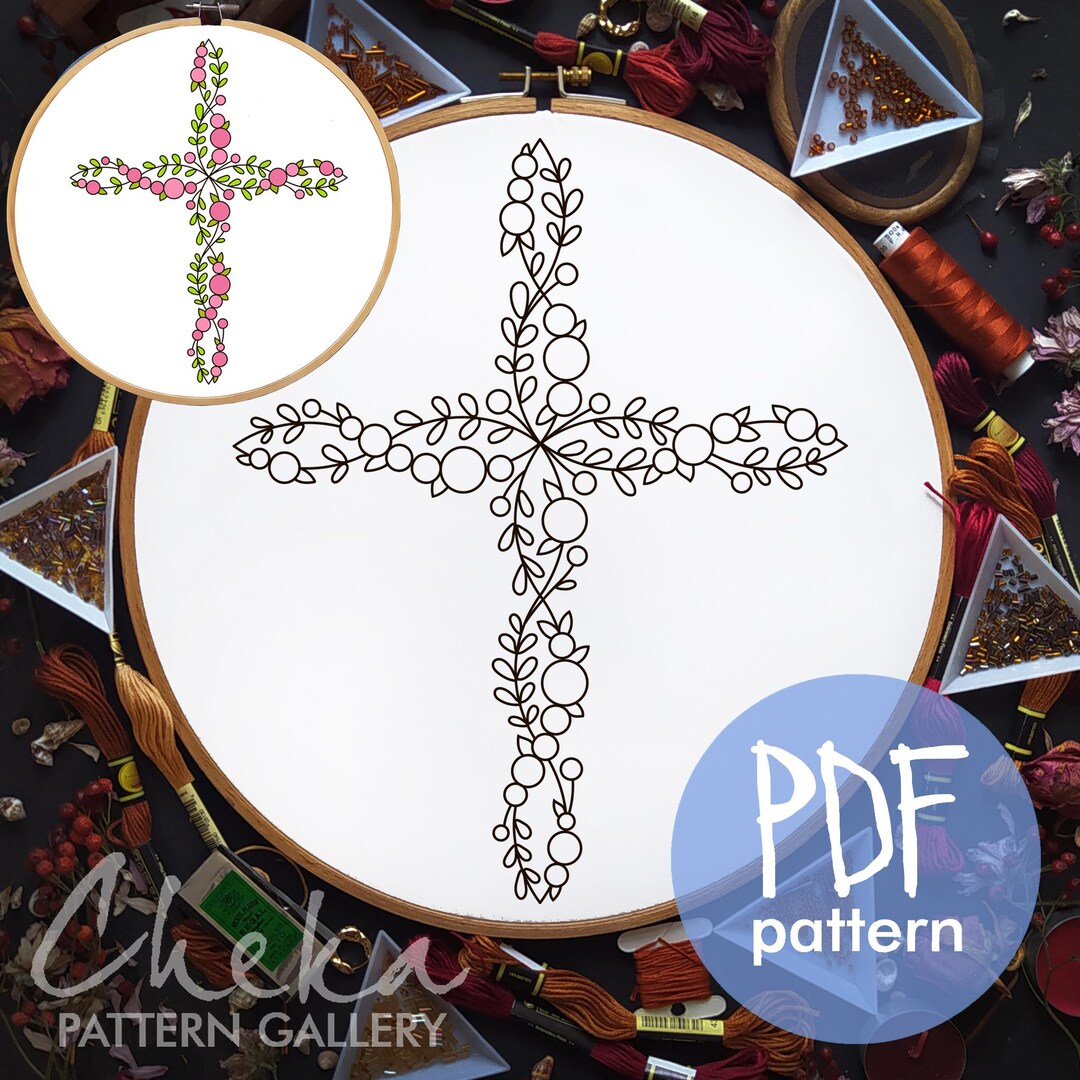 Christian Hand Embroidery, Floral Cross Christian Theme. Hand ...