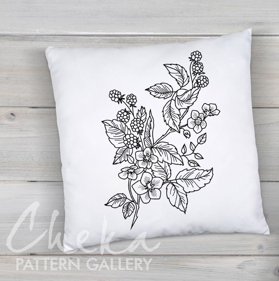Blackberry Pattern for Hand Embroidery Pdf, Branch of Forest Blackberry ...