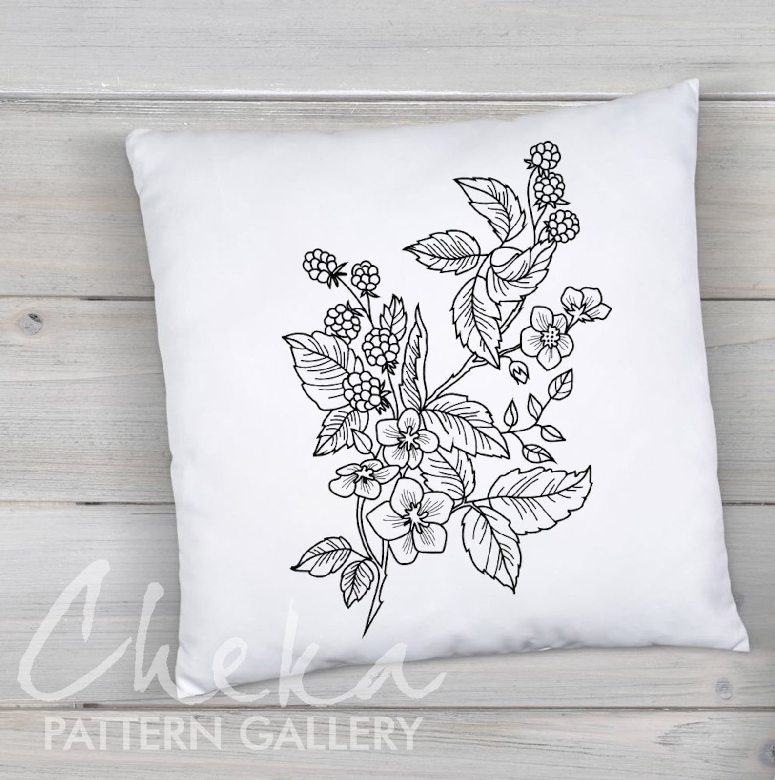 Blackberry Pattern for Hand Embroidery Pdf, Branch of Forest Blackberry ...