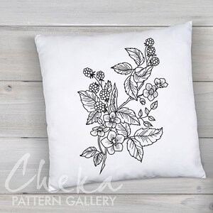 Blackberry Pattern for Hand Embroidery Pdf, Branch of Forest Blackberry ...