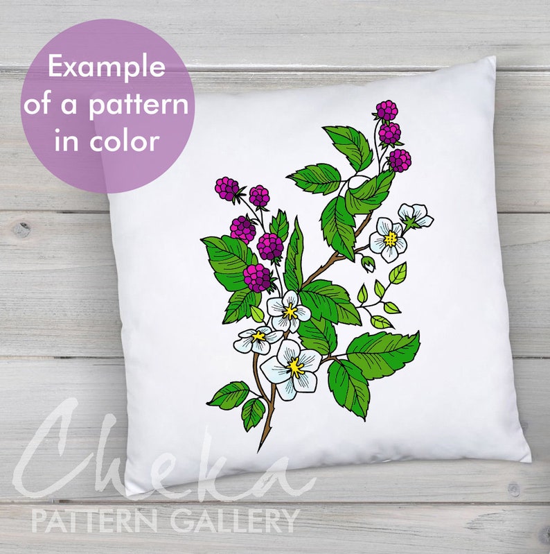 Blackberry Pattern for Hand Embroidery Pdf, Branch of Forest Blackberry ...