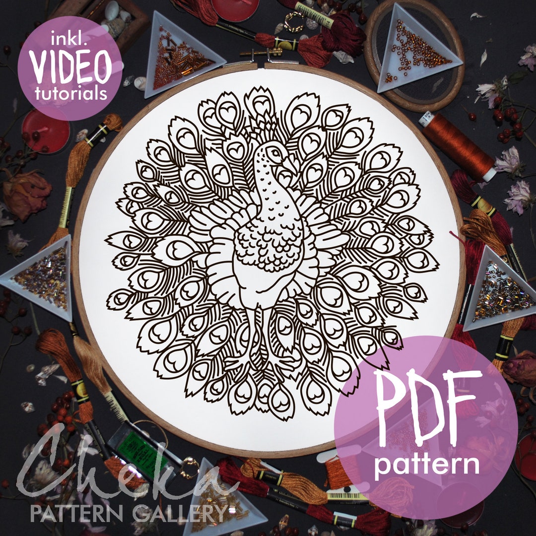 Peacock Hand Embroidery, Beautiful Embroidery Pattern, Embroidery PDF ...