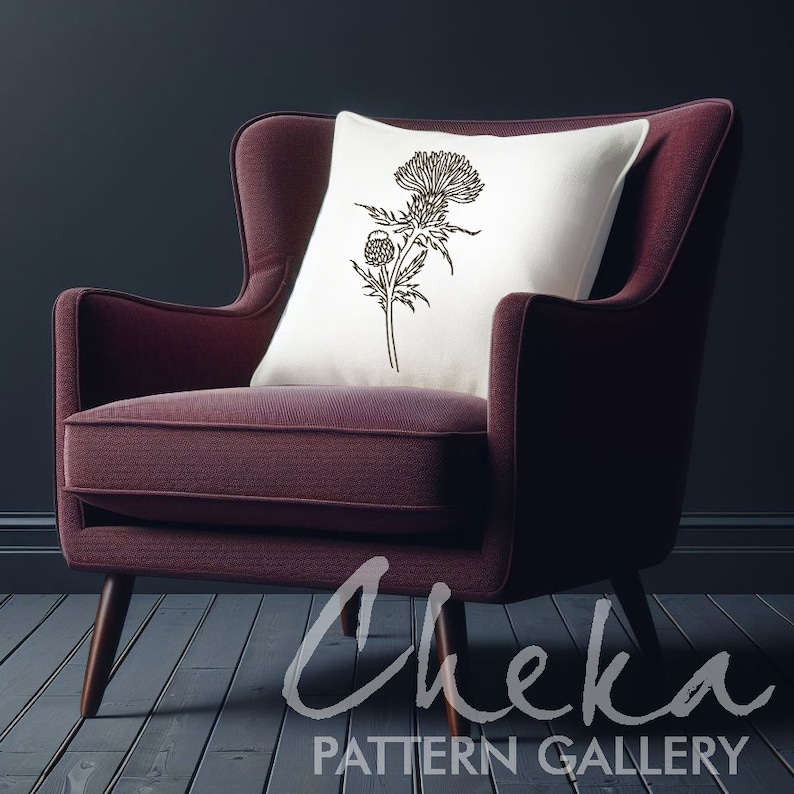 Thistle, a Pattern for Hand Embroidery. Thistle Flower With Bud ...