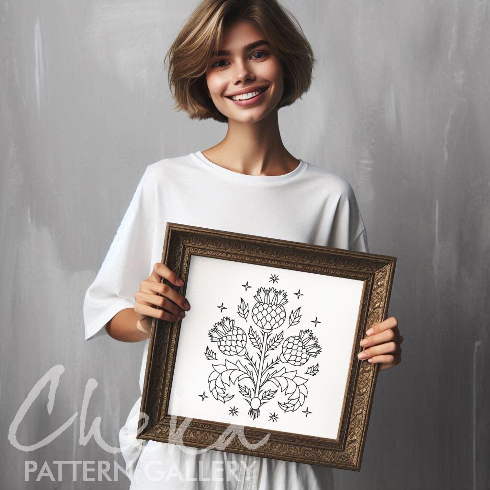 Thistle Flower, Hand Embroidery Pattern PDF. Traditional Scottish Crest. Decorative Thistle ...