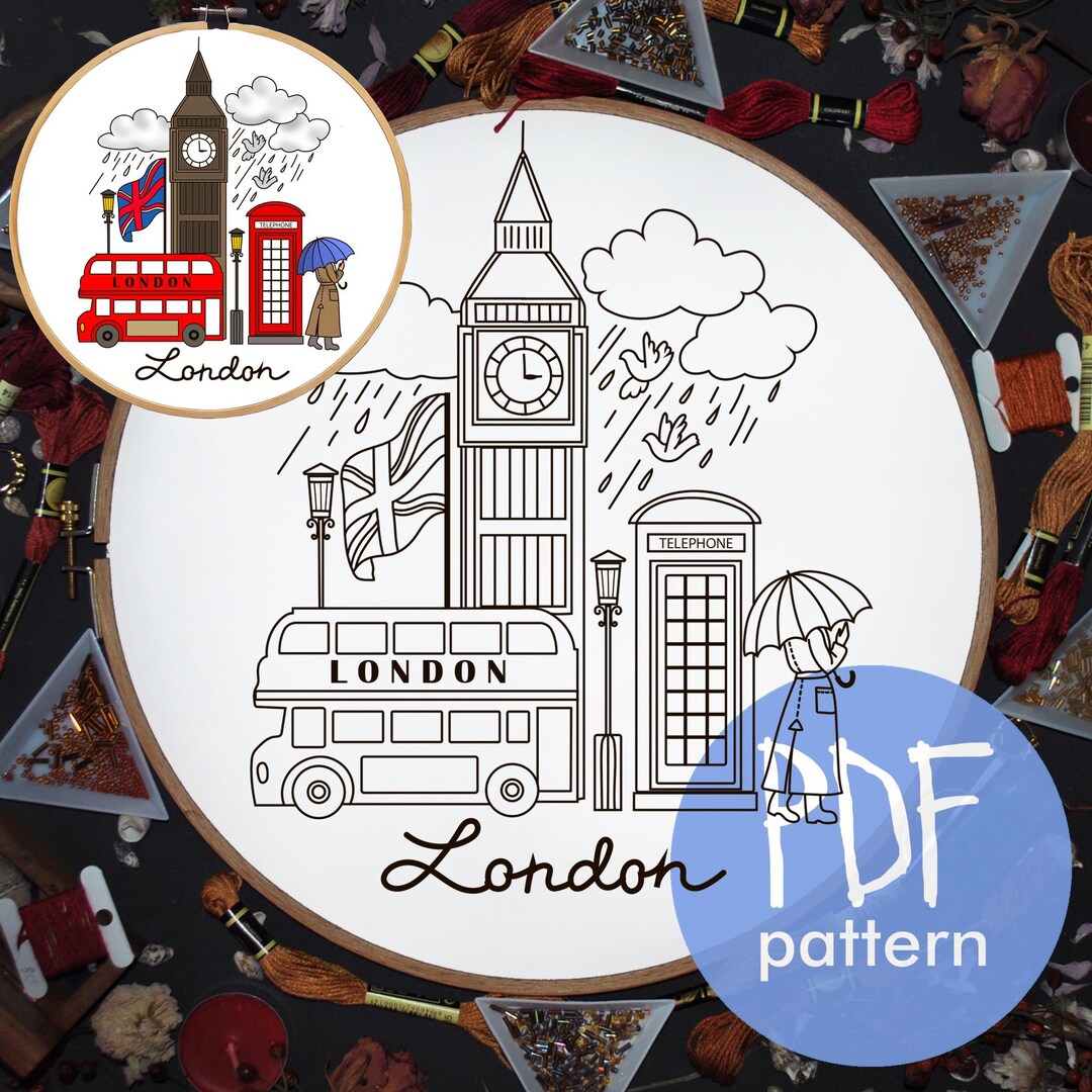 London Embroidery Pattern, Big Ben Template, Hand Embroidery Pattern ...