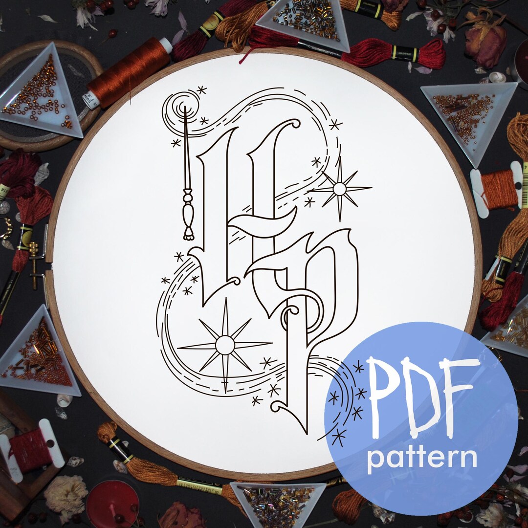 Wizard School Letters Embroidery. the Initials of the Magician. Magic ...