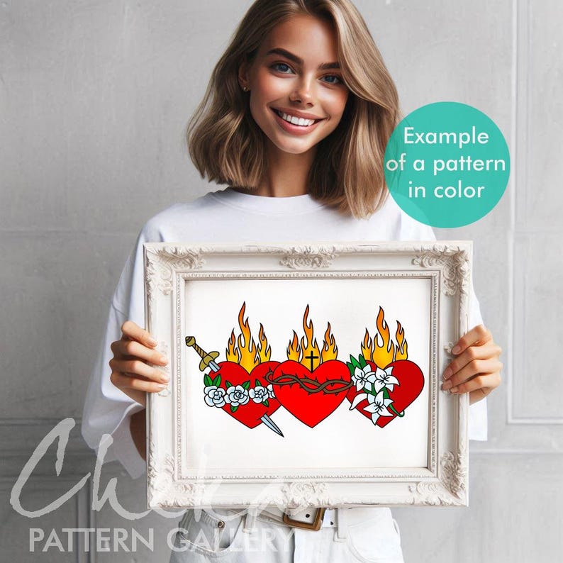 Sacred Heart Embroidery Pattern, Catholic Symbols, Christian Hoop Art ...