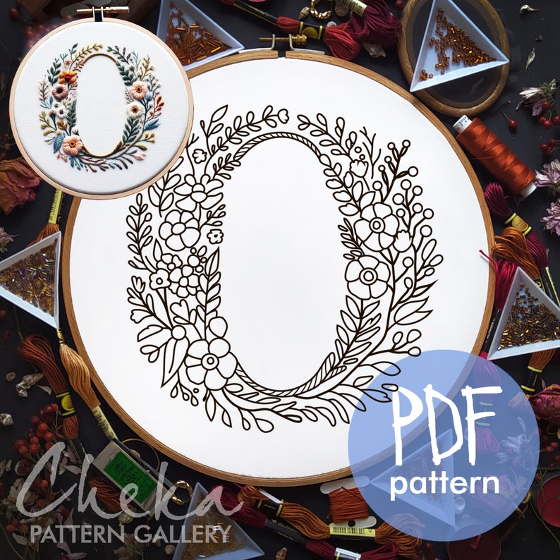 Floral Letter Embroidery. Floral Monogram. Floral Alphabet Embroidery ...