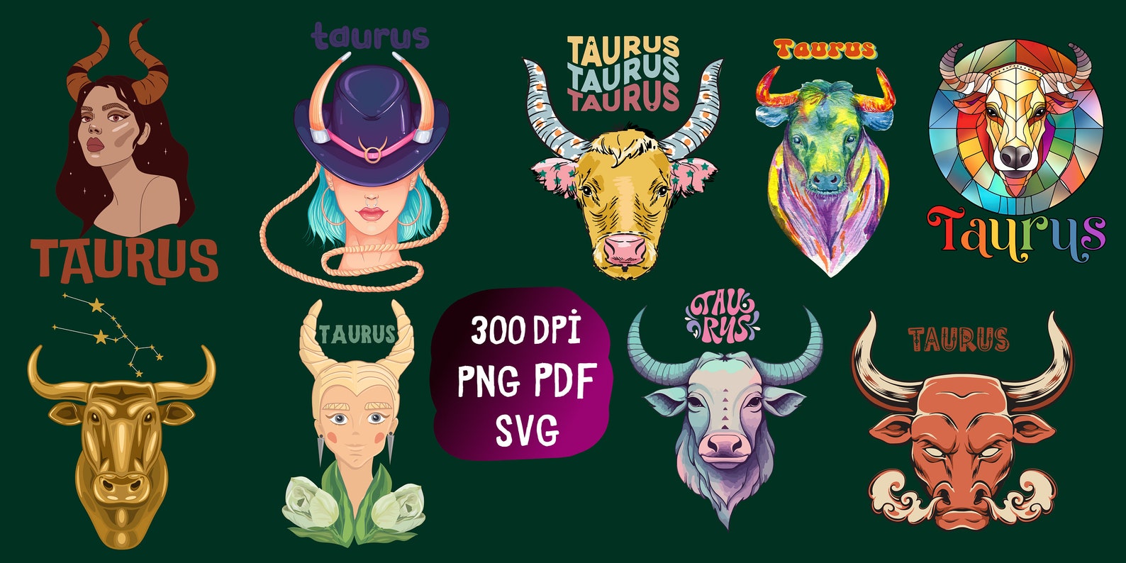 Taurus Sign Clipart, Astrology,printable Digital Download,it Can Be ...