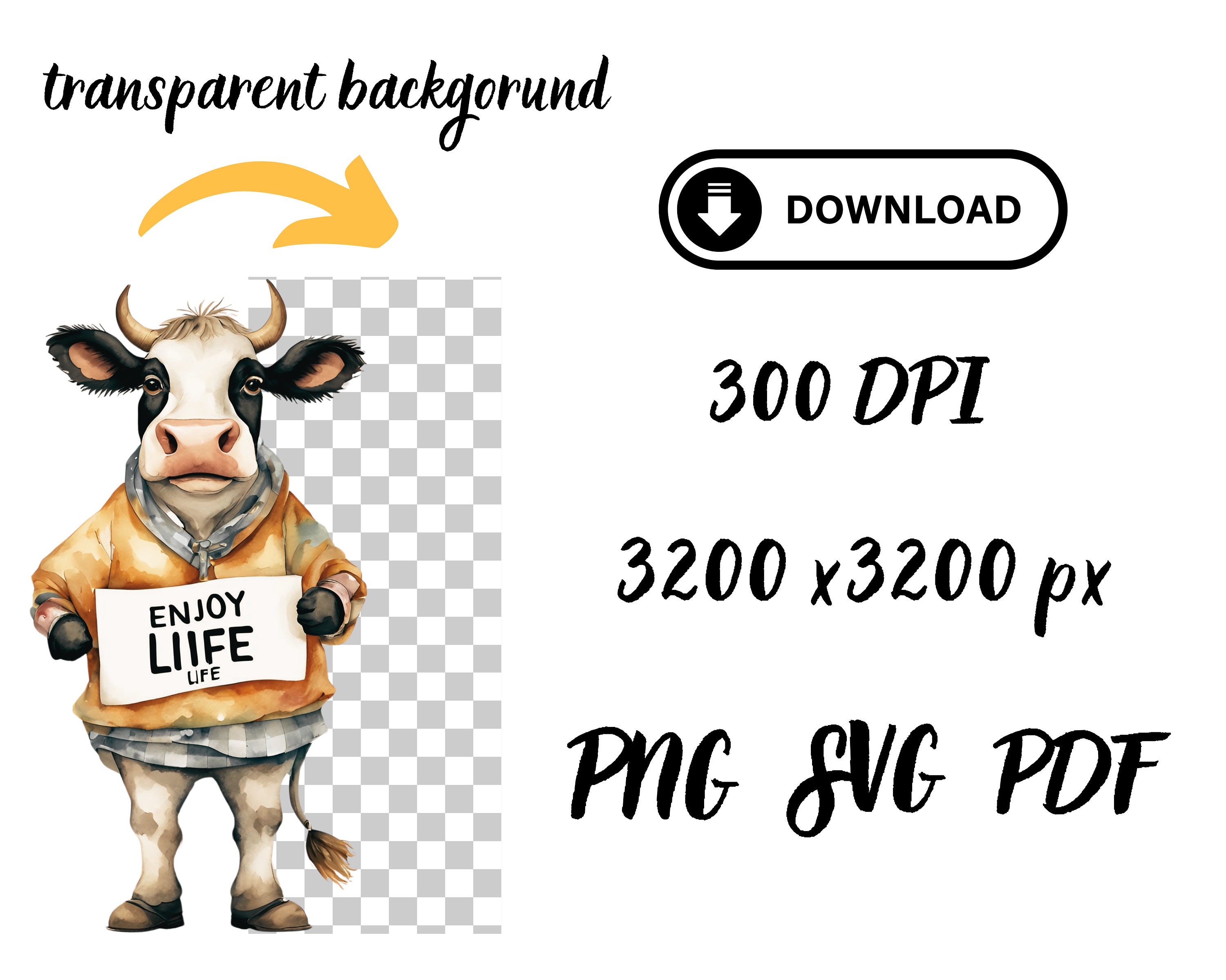 Funny and Ironic Cow Sublimation Bundle,funny Cow Clip Arts,digital ...