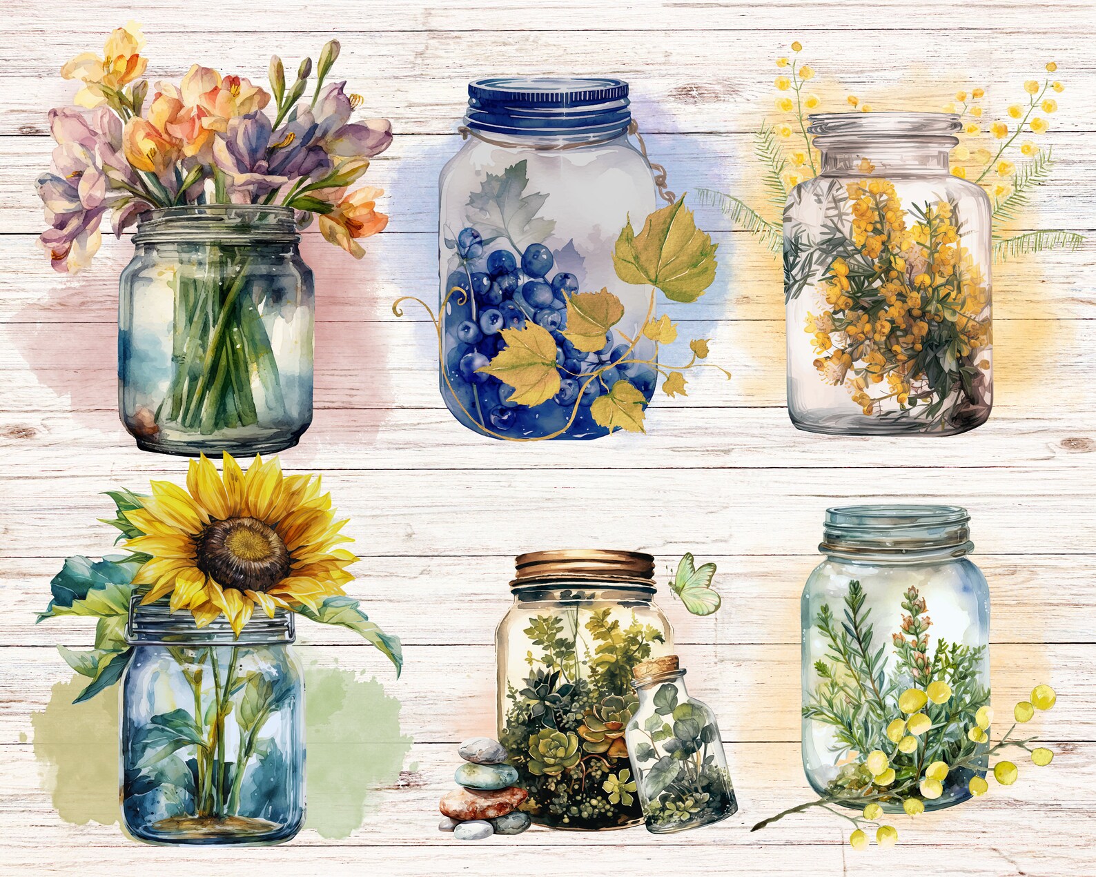18 Watercolor Flowers Bundle,flower Clip Arts,printable Watercolor ...