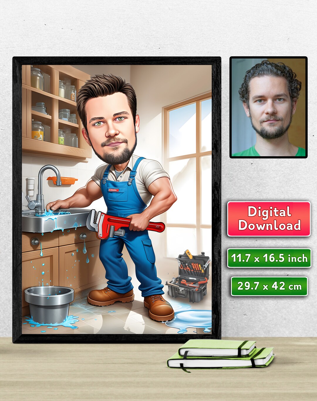 Custom Plumber Caricature From Photo, Funny Plumber Gift for Men ...