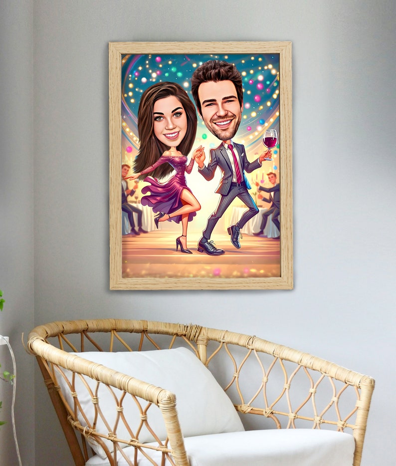 Custom Couple Cartoon Portrait, Personalized Caricature of Couple in ...