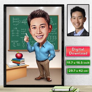 Personalized Caricature of a Male Physics Teacher, Custom Physics ...