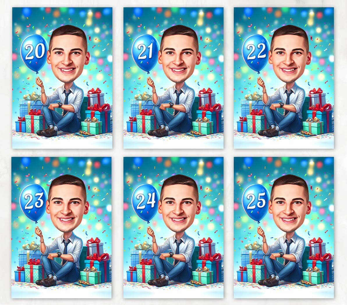 Personalized Birthday Man Caricature, Custom Birthday Drawing, Happy ...