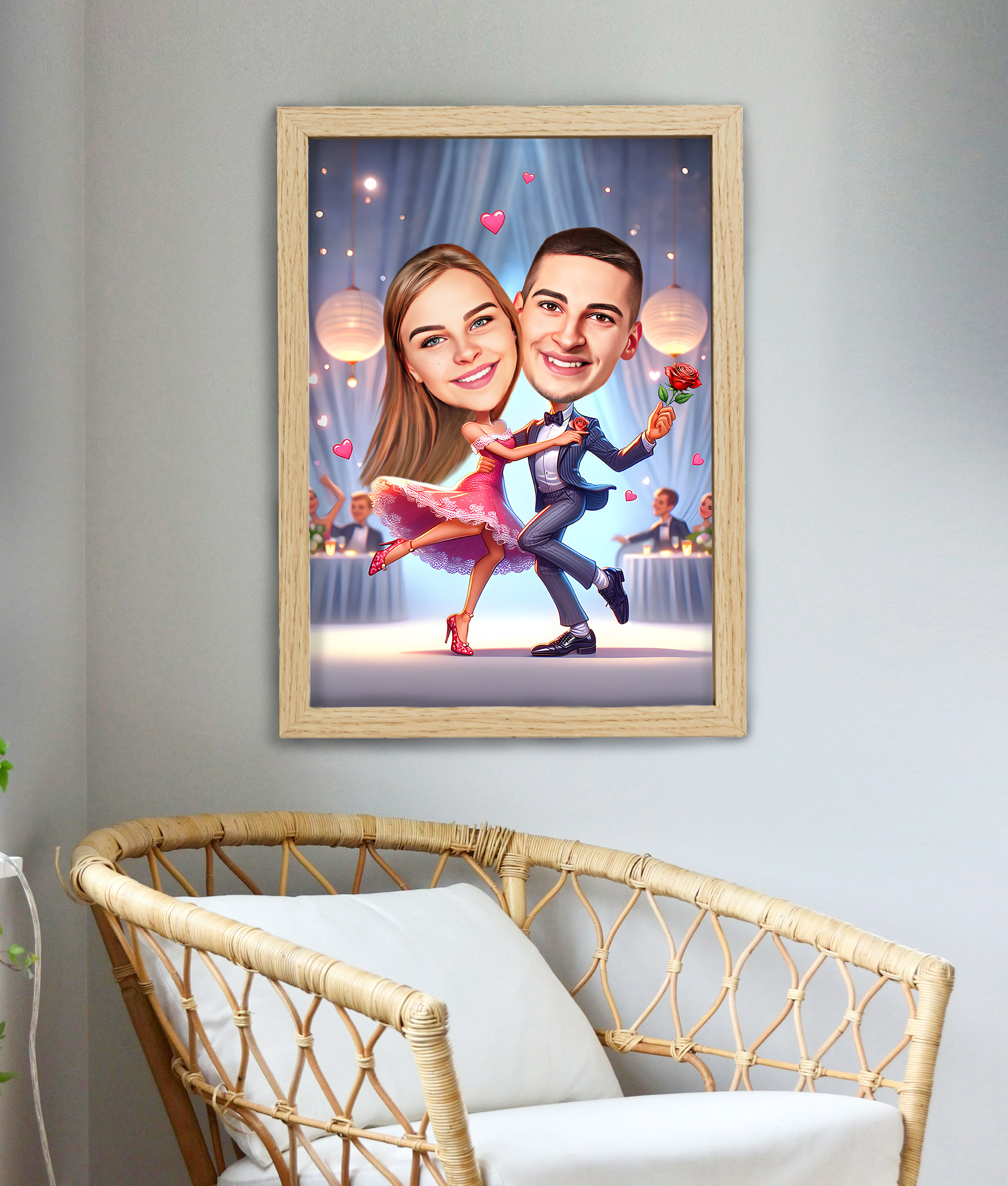 Romantic Cartoon Couple Portrait Art, Personalized Couple Cartoon ...